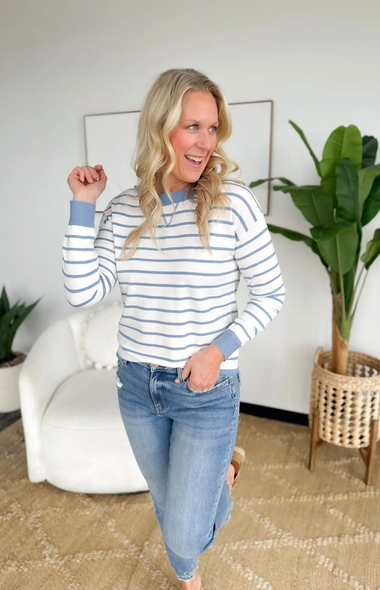 Lightweight Striped Crewneck Top (2 colors) – Creative Touch Boutique
